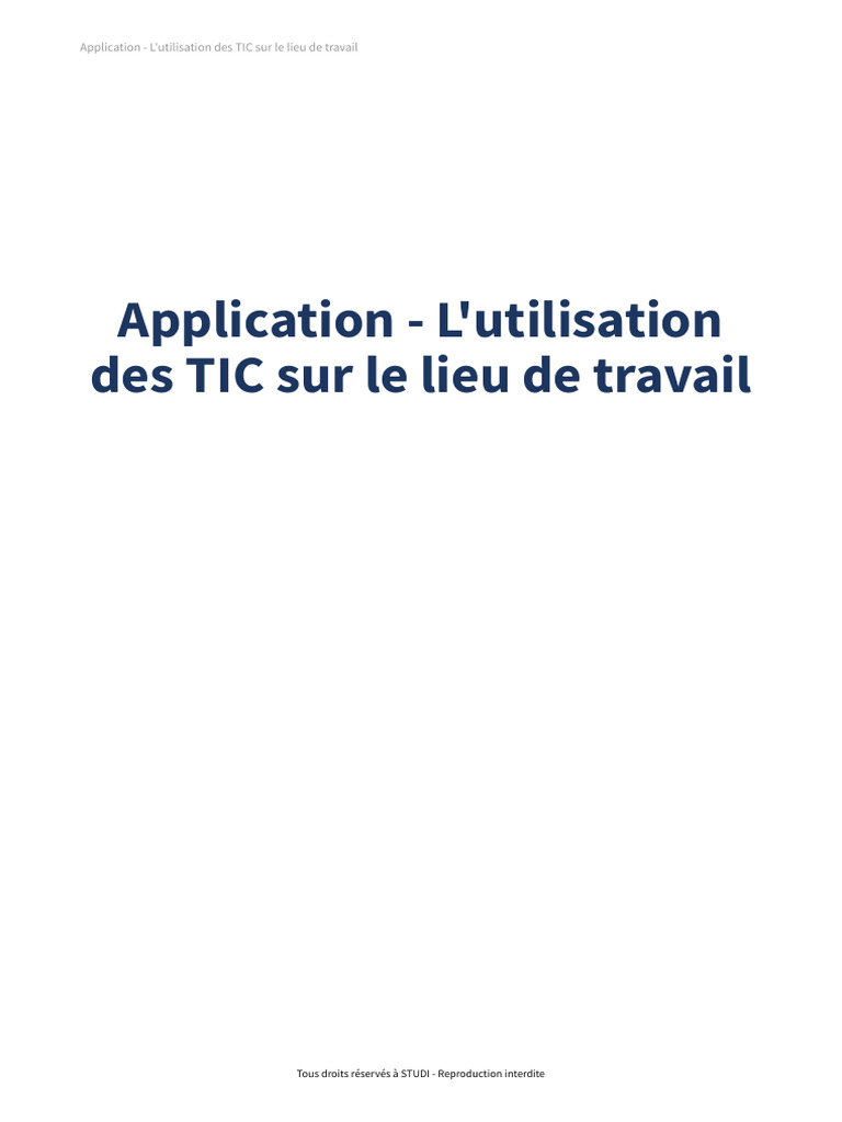 10 Application - L'utilisation Des TIC Sur Le Lieu de Travail | PDF