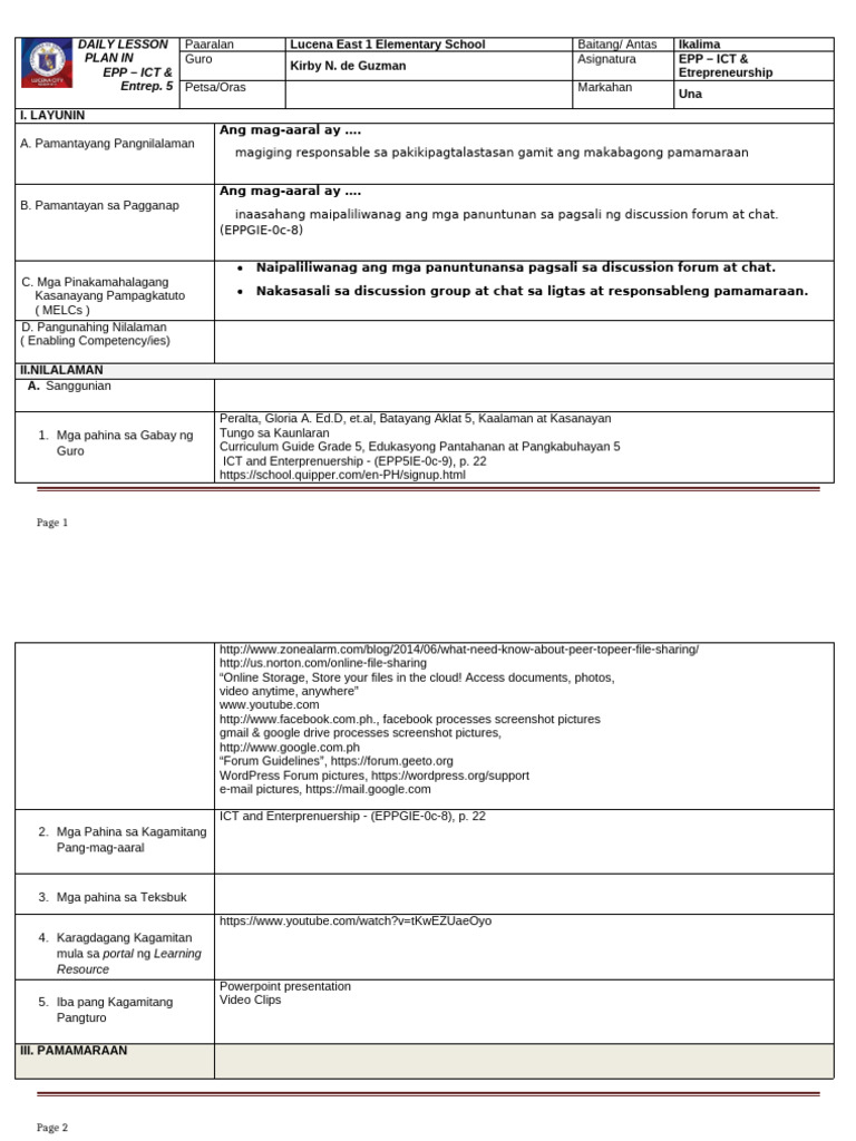 EPP5-WLP-Q1W5 New | PDF | World Wide Web | Internet & Web