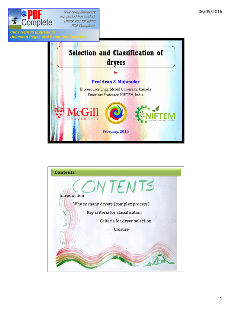 Dryer Selection and Classification | PDF