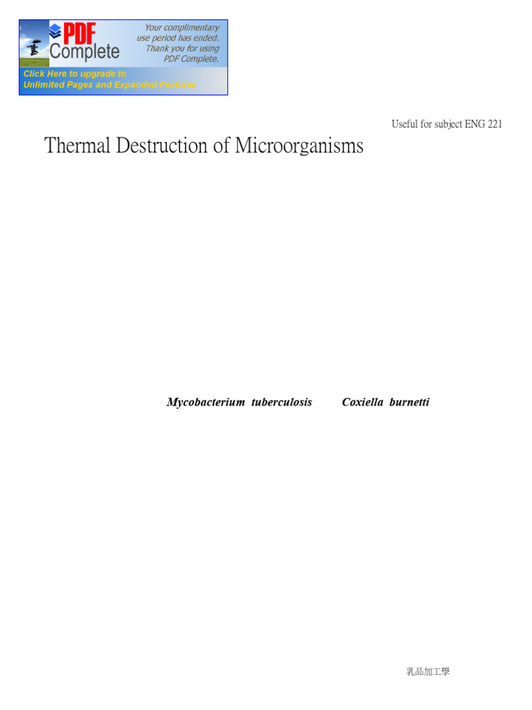 Thermal Death Time | PDF