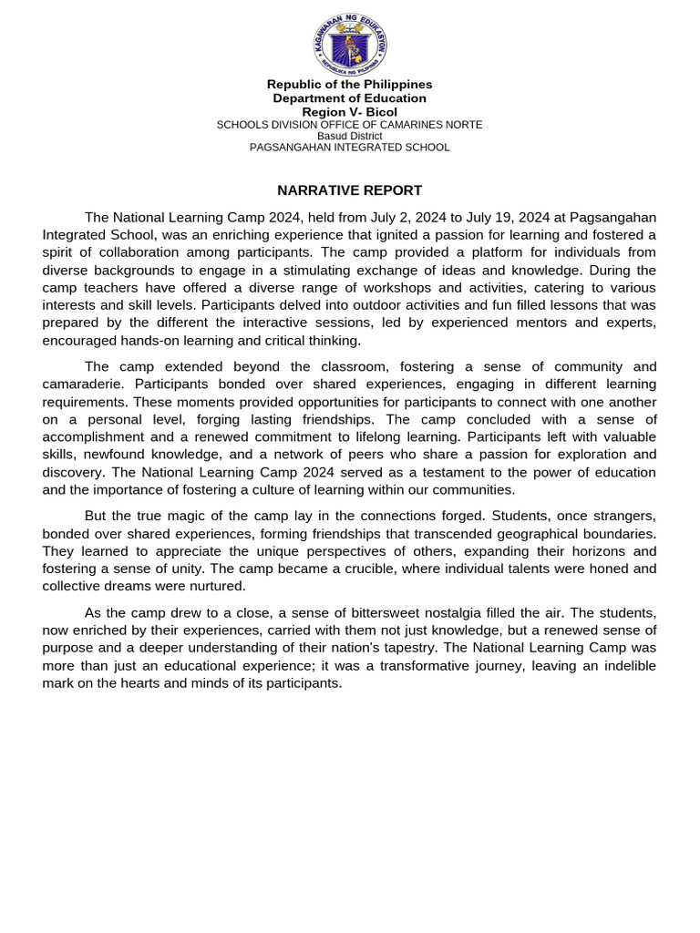 Narrative Report NLC 2024 | PDF