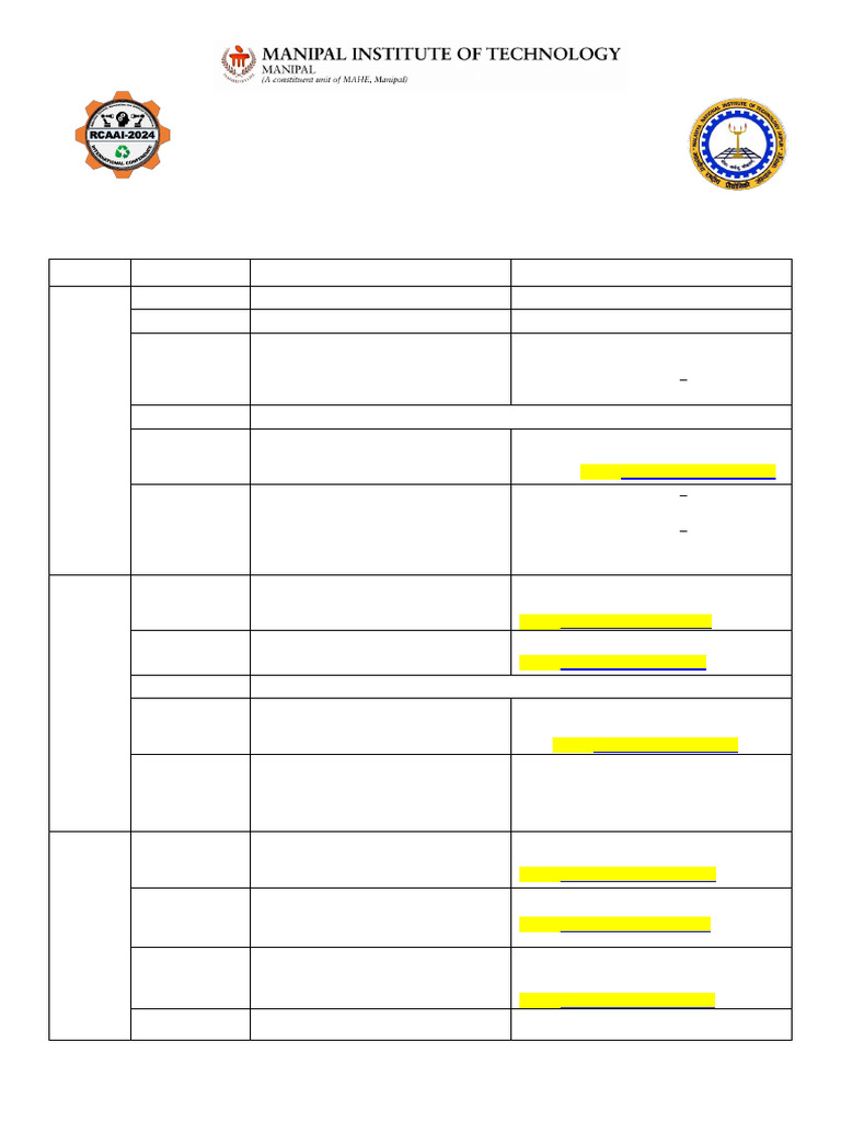RCAAI 2024 Schedule & Links | PDF