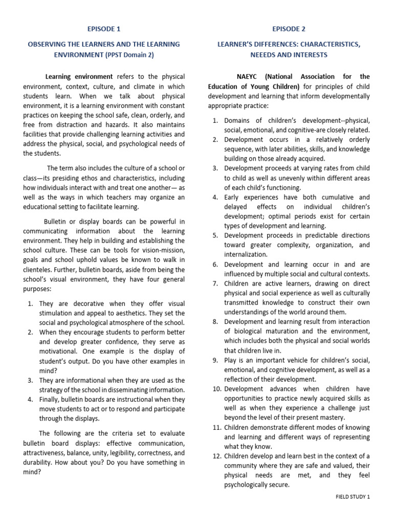 FS1 - EPISODE 1 9 Reviewer | PDF | Curriculum | Career & Growth