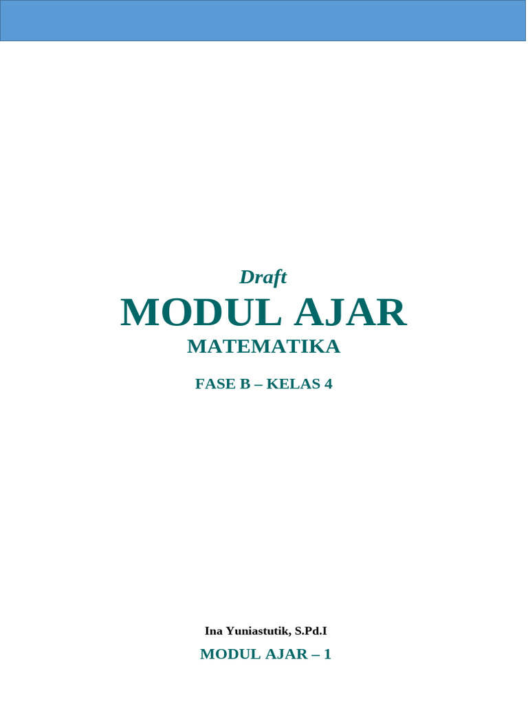 Draft Modul Ajar (Ma) Matematika Kelas 4 | PDF