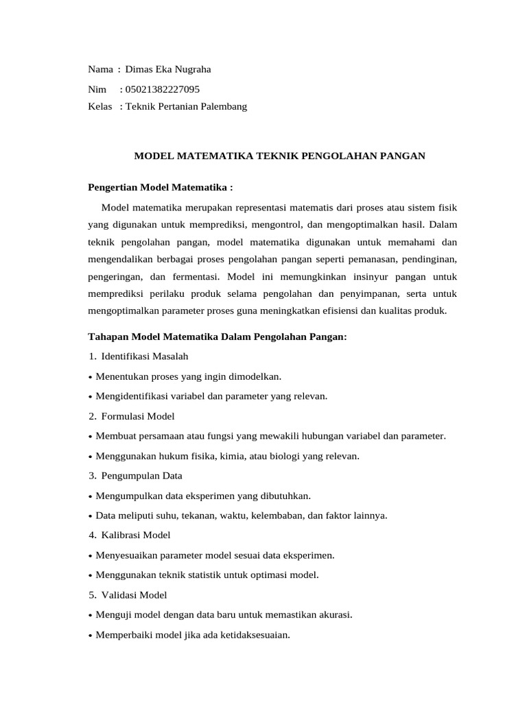Model Matematika Tekpang | PDF