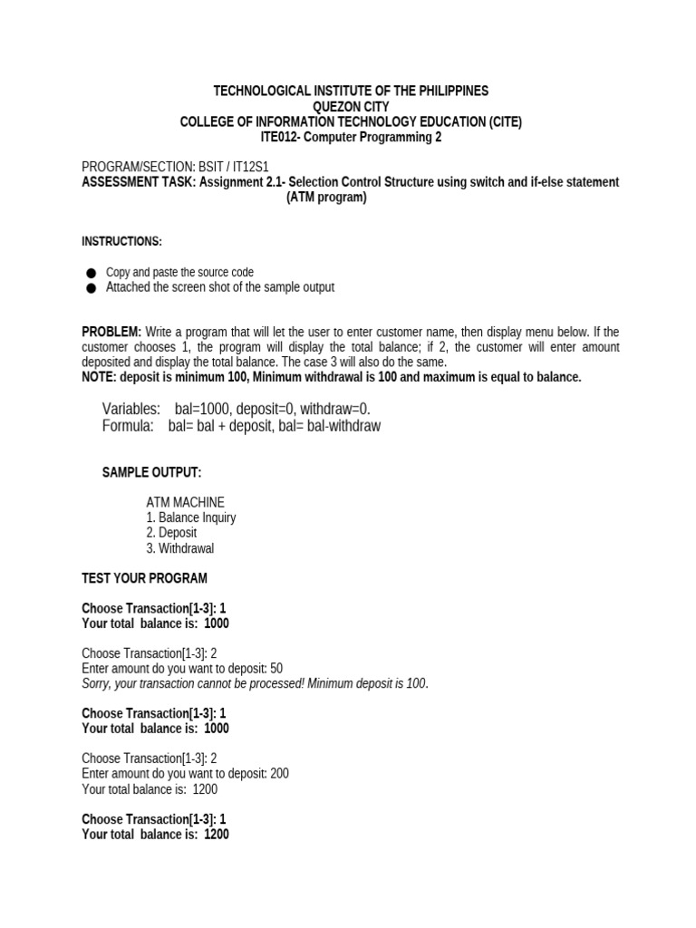 Module2 Assignment2.1 If Switch | PDF