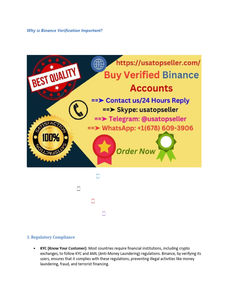 Buy Verified Binance Accounts | PDF | Cryptocurrency | Identity Document