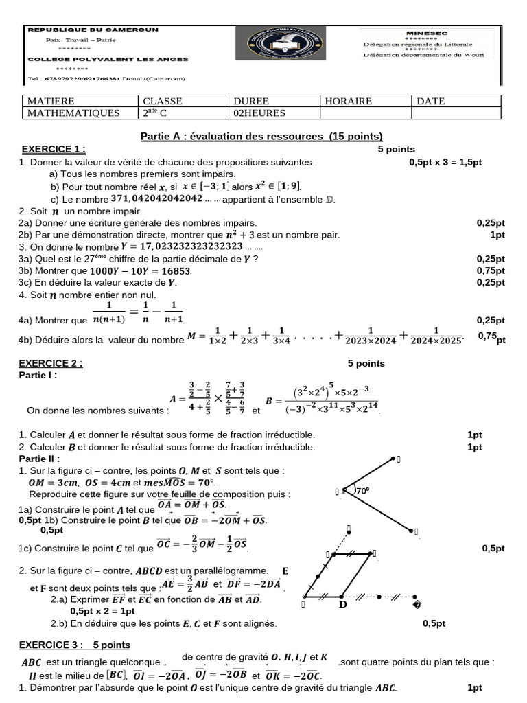 2nd C - Maths - s1 - CBA | PDF
