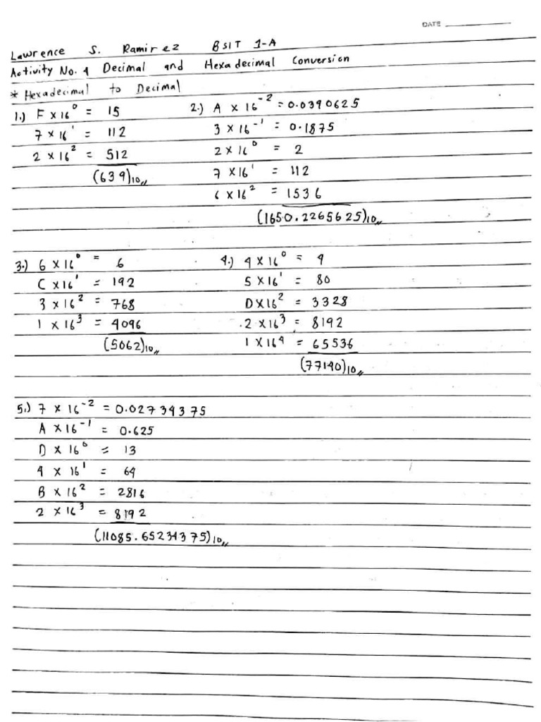 Activity No. 4 Decimal and Hexadecimal Conversion | PDF