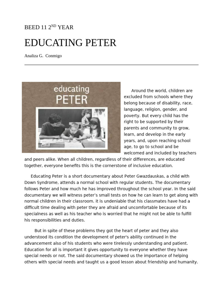 Educating Peter | PDF | Self-Improvement