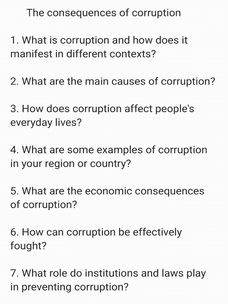 Questions (The Consequences of Corruption) - 240818 - 160124 | PDF