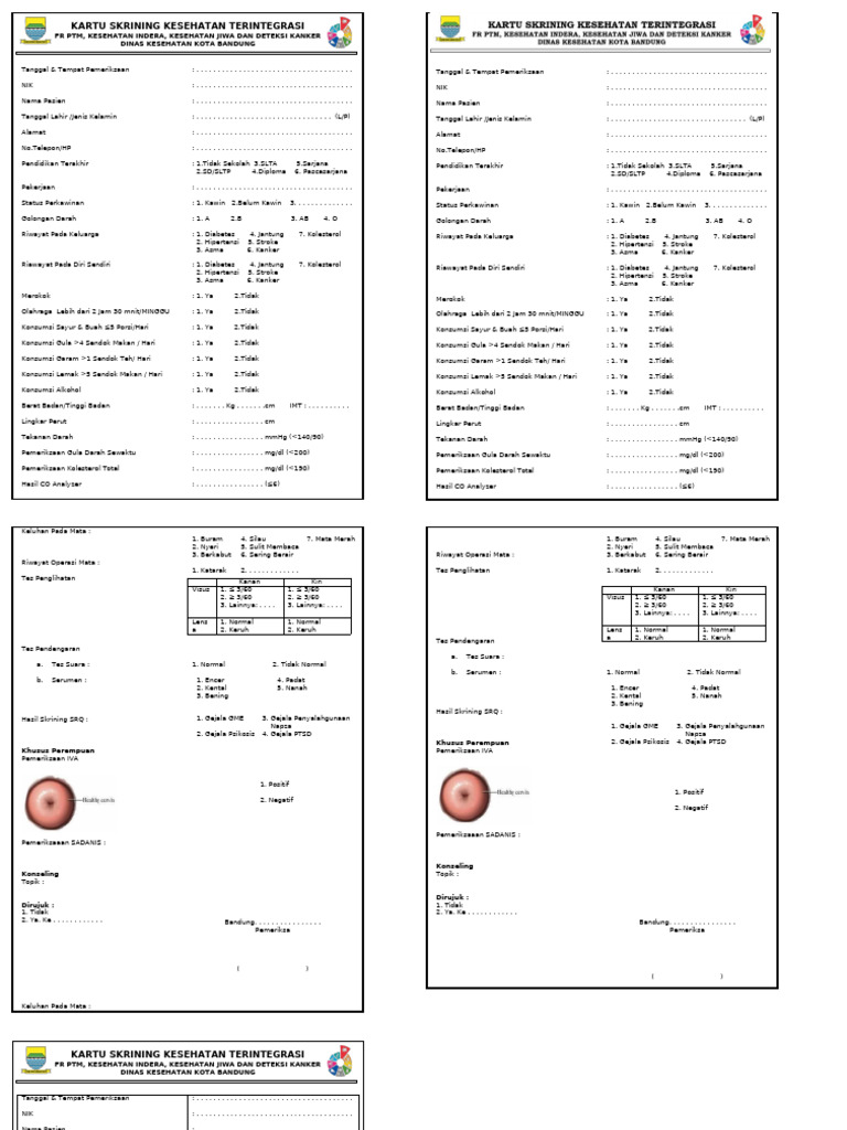 Form Skrining Terintegrasi PTM | PDF