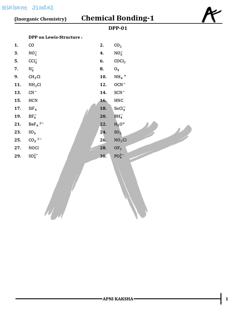 DPP - 01 - Chemical Bonding-1 NJ - 247 | PDF
