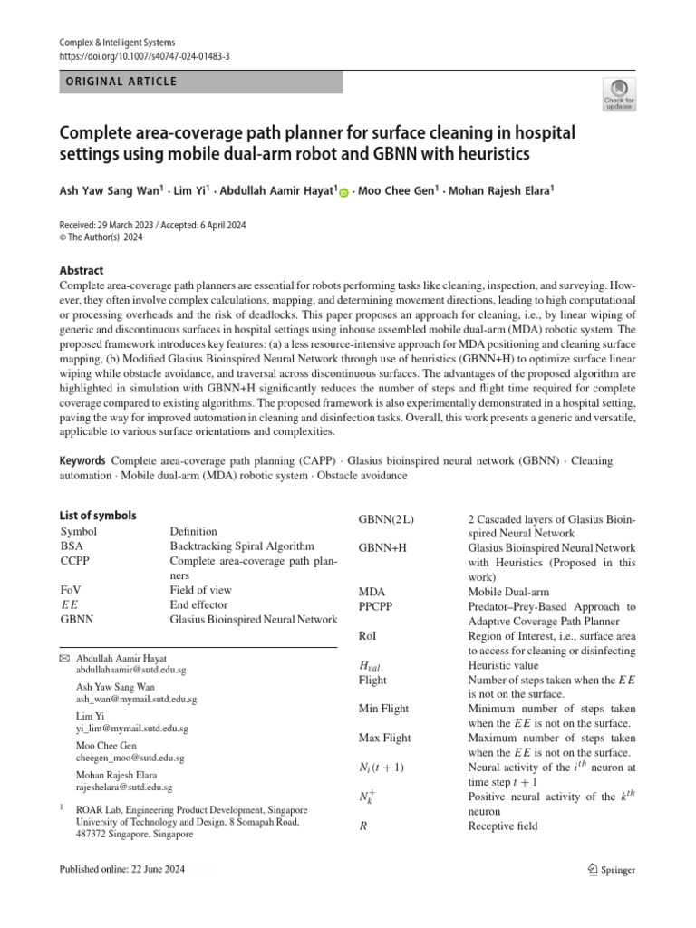 Complete Area-Coverage Path Planner For Surface Cleaning in Hospital Settings Using Mobile Dual ...