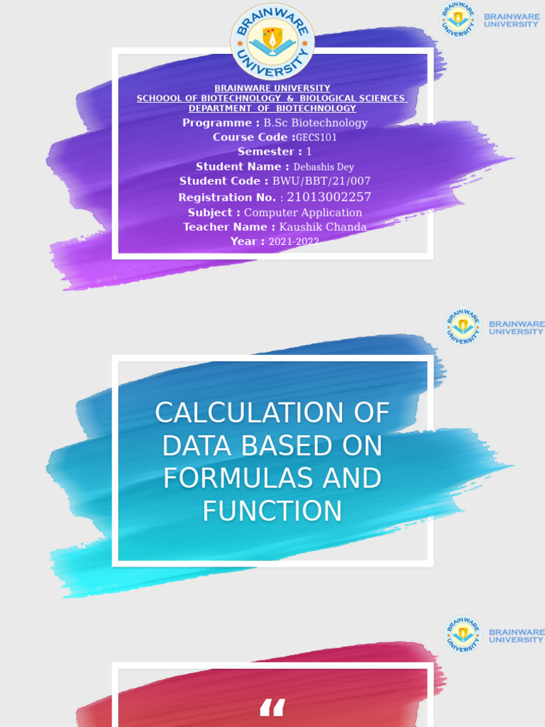 Bwu - BBT - 21 - 007 - Calculation of Data Based On Formulas and Finction | PDF