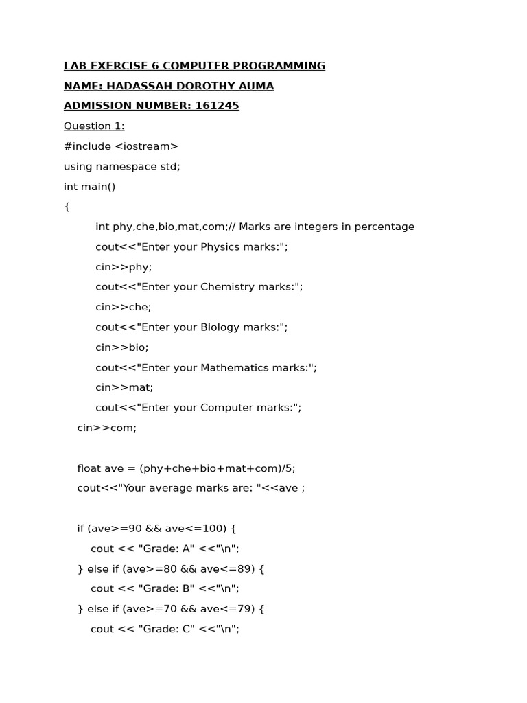 Lab 6 CPP | PDF Lab 6 CPP | PDF