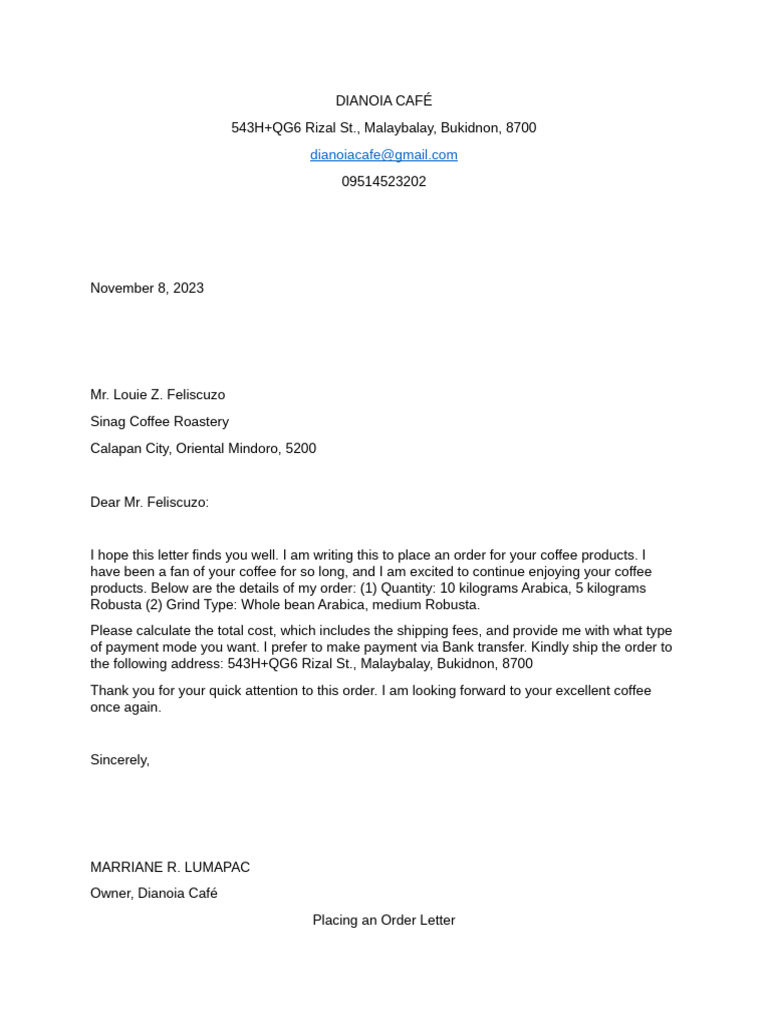 PLACING AN ORDER | PDF