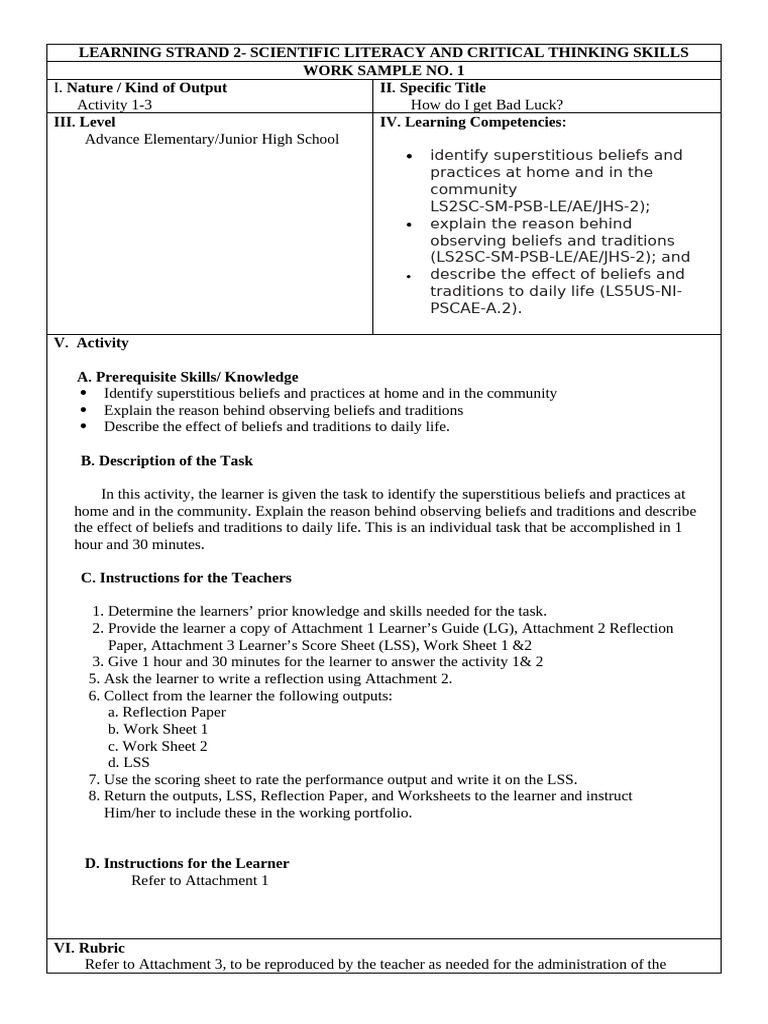 LS 2 WS1 Why Do I Need To Believe in Science | PDF
