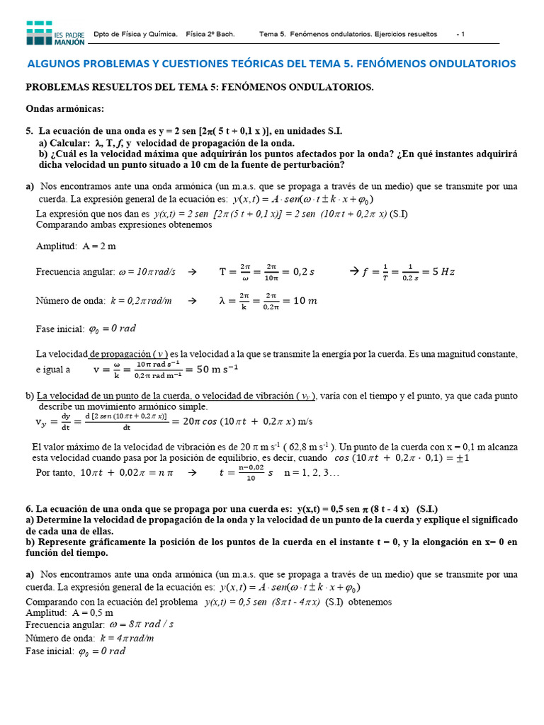 T5 Ondas Ejercicios | PDF