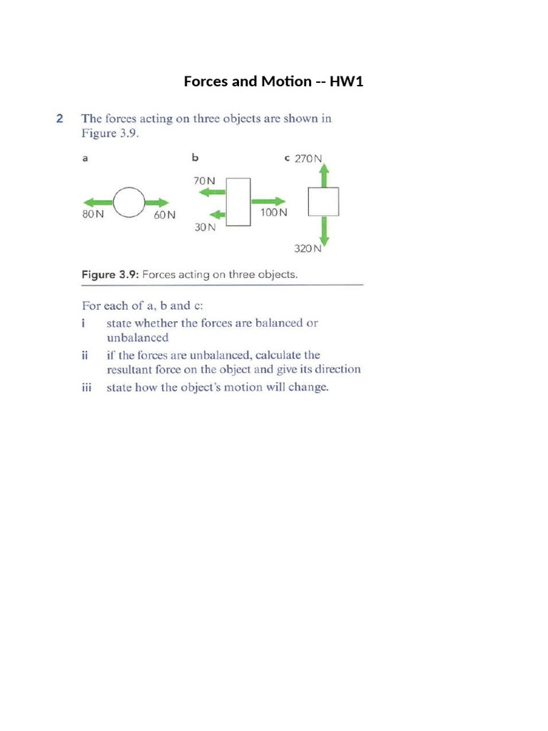 Forces and Motion - HW1 | PDF