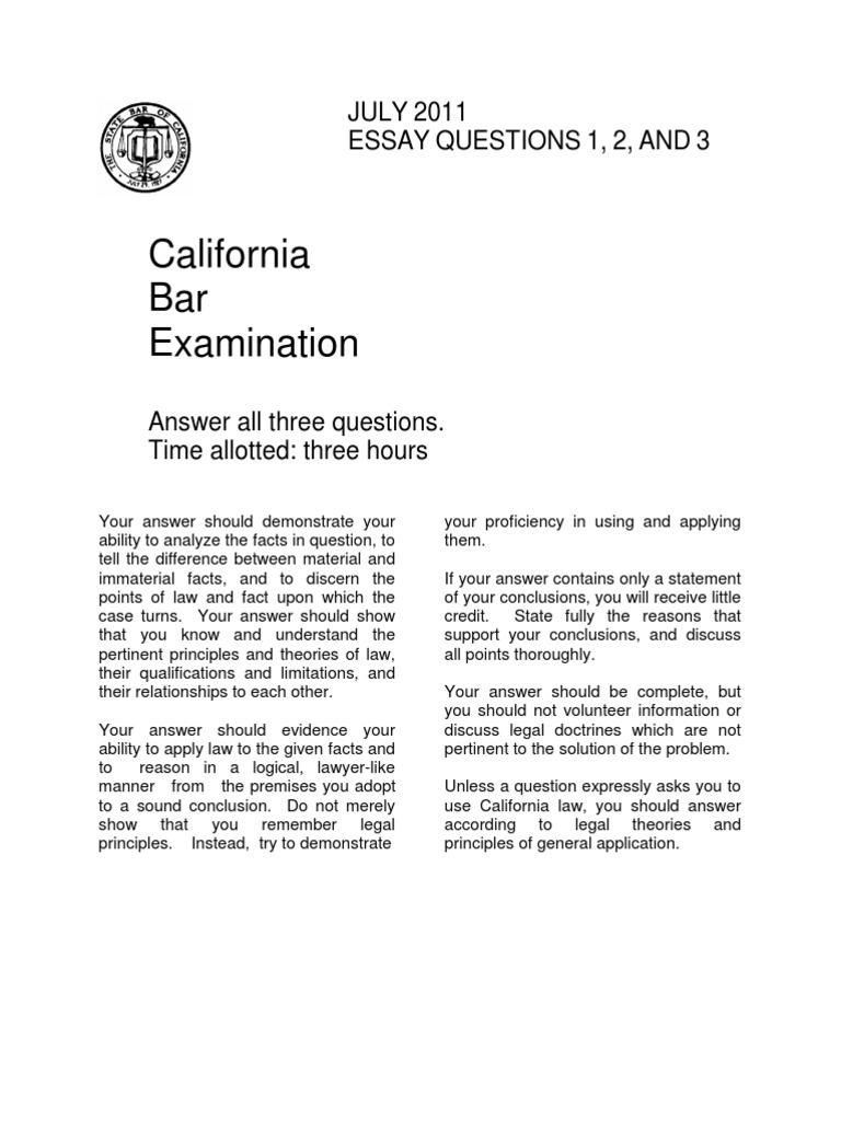 California Bar Exam Essay Questions | PDF | Security Interest | Debtor