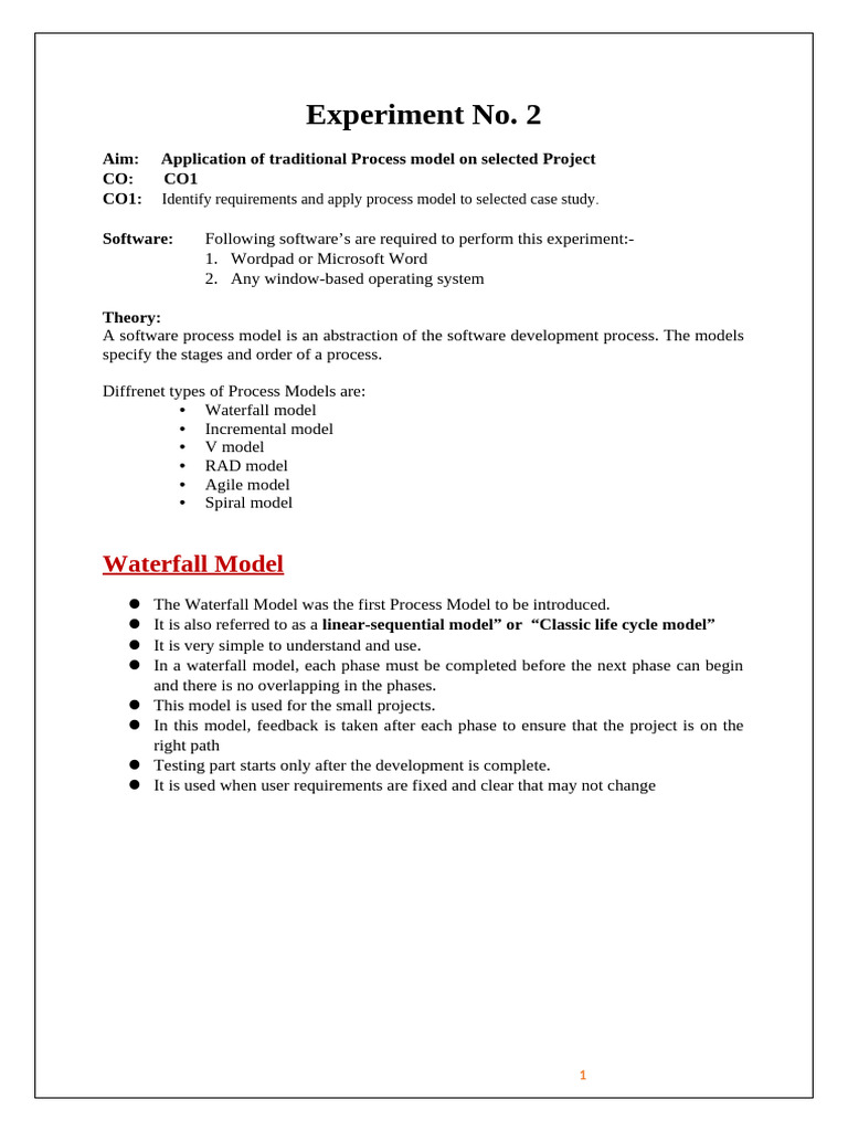 Exp. 2-Traditional Process Model | PDF