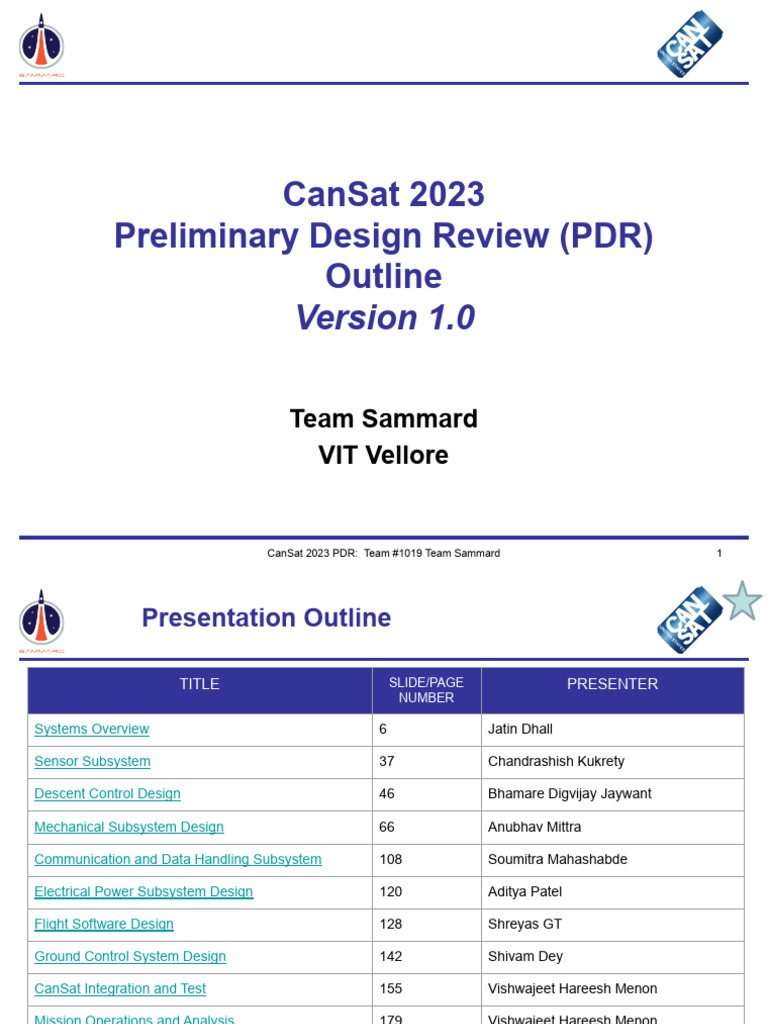 Cansat 2023 PDR Sammard #1019 | PDF