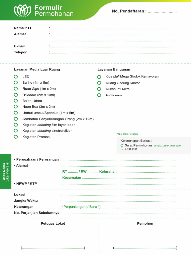 Formulir Layanan Media Luar Ruang | PDF