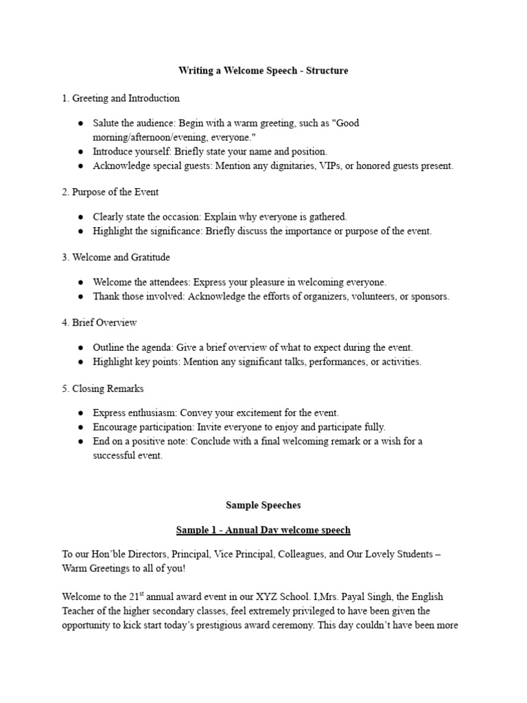 Speech Writing_Welcome Speech | PDF