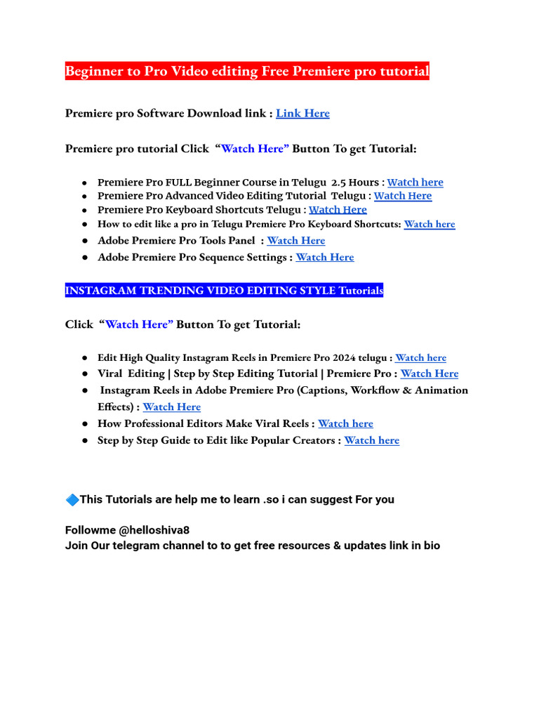 Premiere pro tutorial | PDF