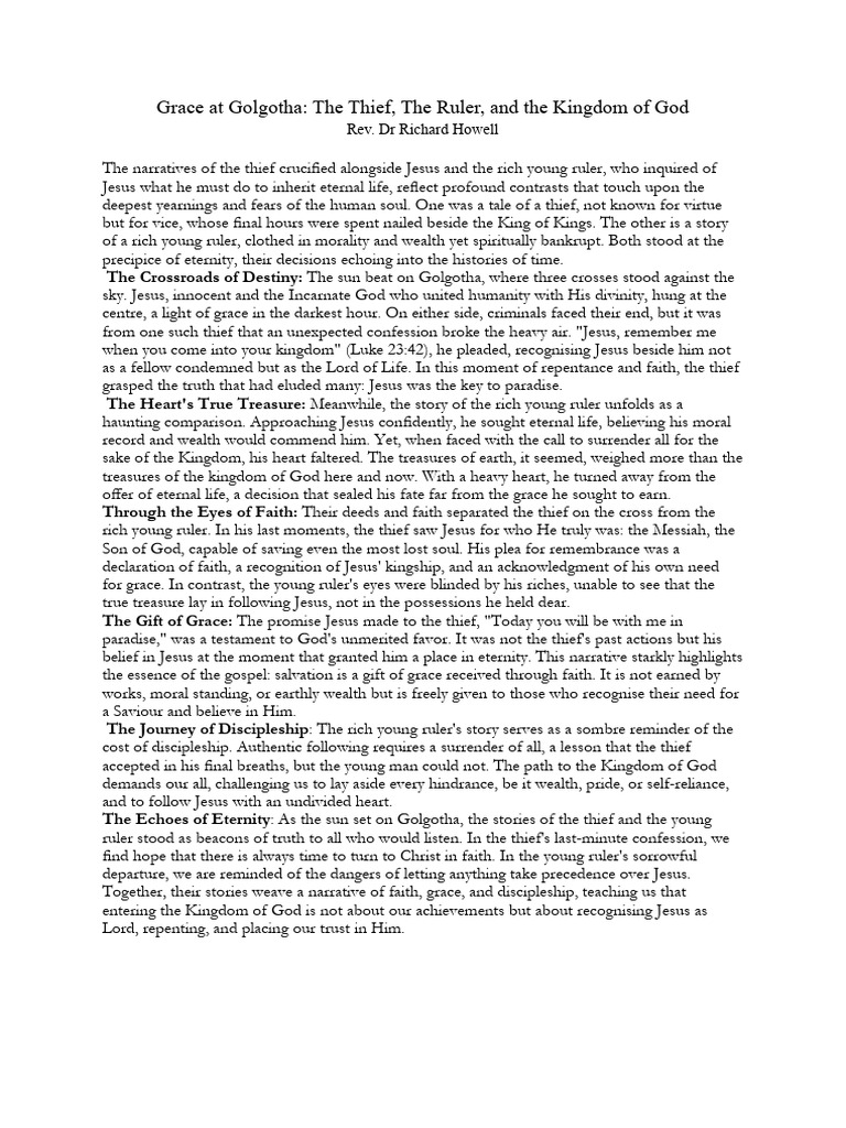 Grace at Golgotha The Thief The Ruler and The Kingdom of God | PDF