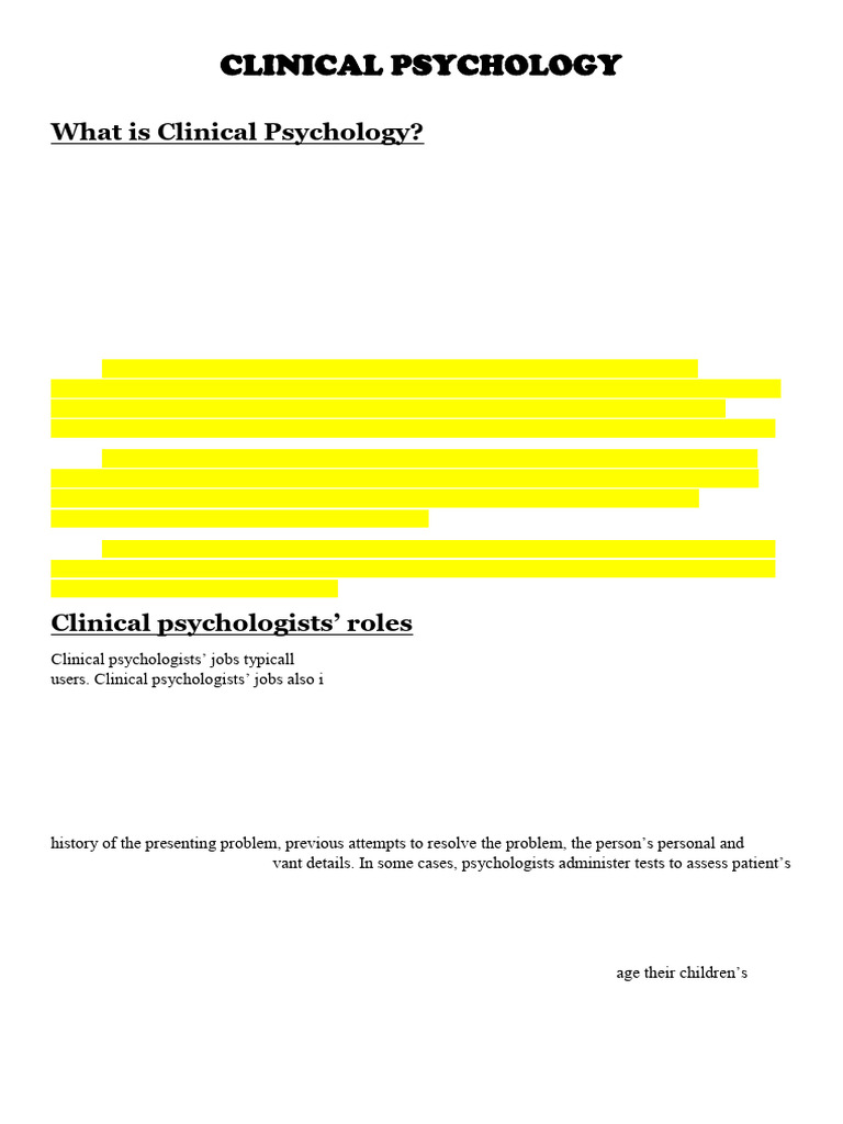 CLINICAL PSYCHOLOGY NOTE | PDF