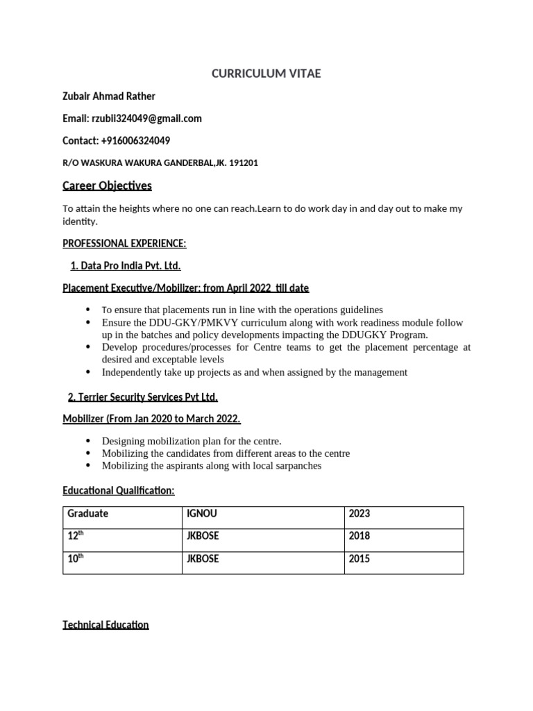 Zubair Ahmad Resume | PDF