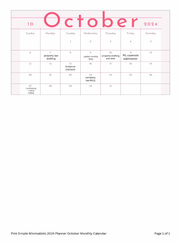 October Schedule | PDF