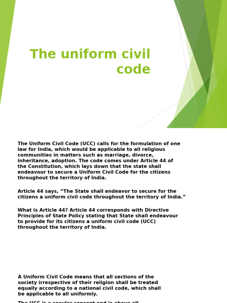 The Uniform Civil Code | PDF