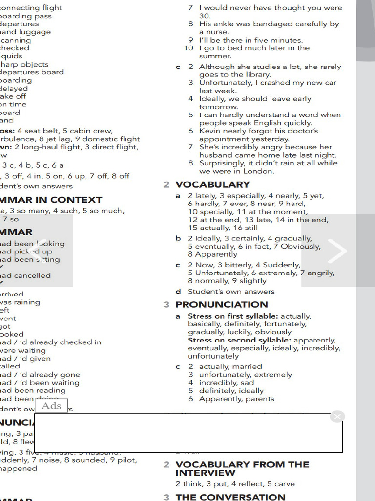 English File 4th Ed Upper Intermediate Workbook Keys | PDF