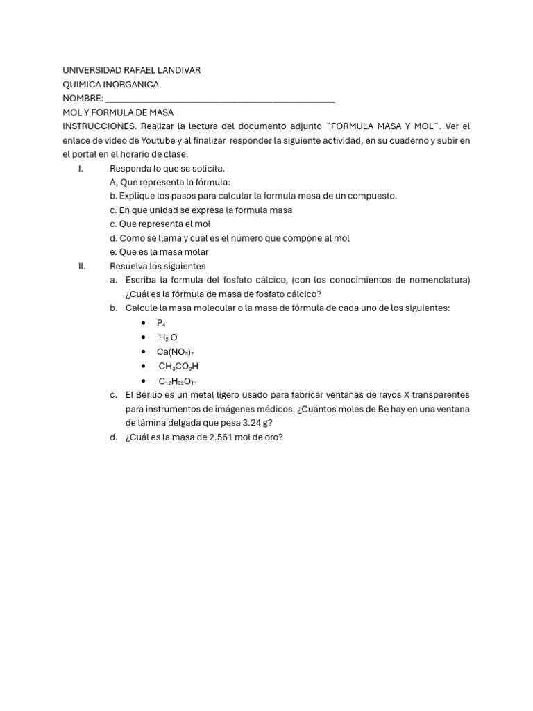 Act Mol Formula Masa | PDF