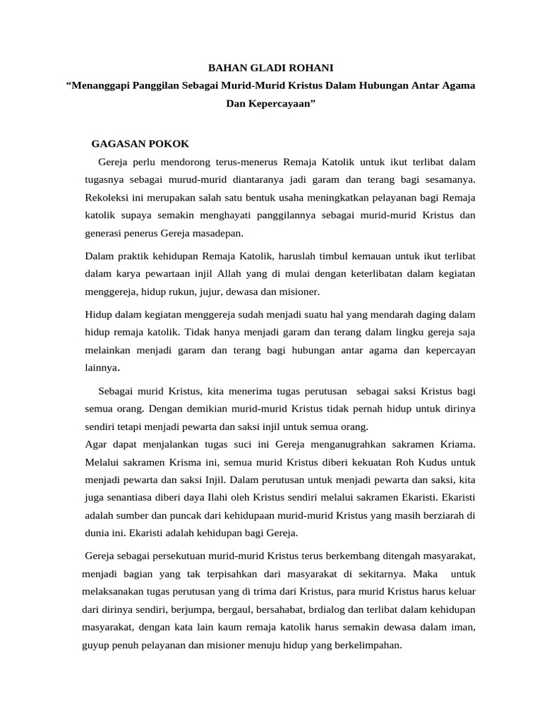 Bahan Gladi Rohani Tya Baru | PDF