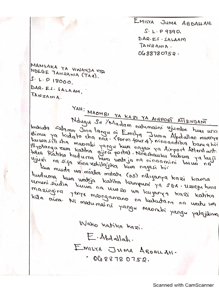 Emilya Juma Appication Letter(1) | PDF