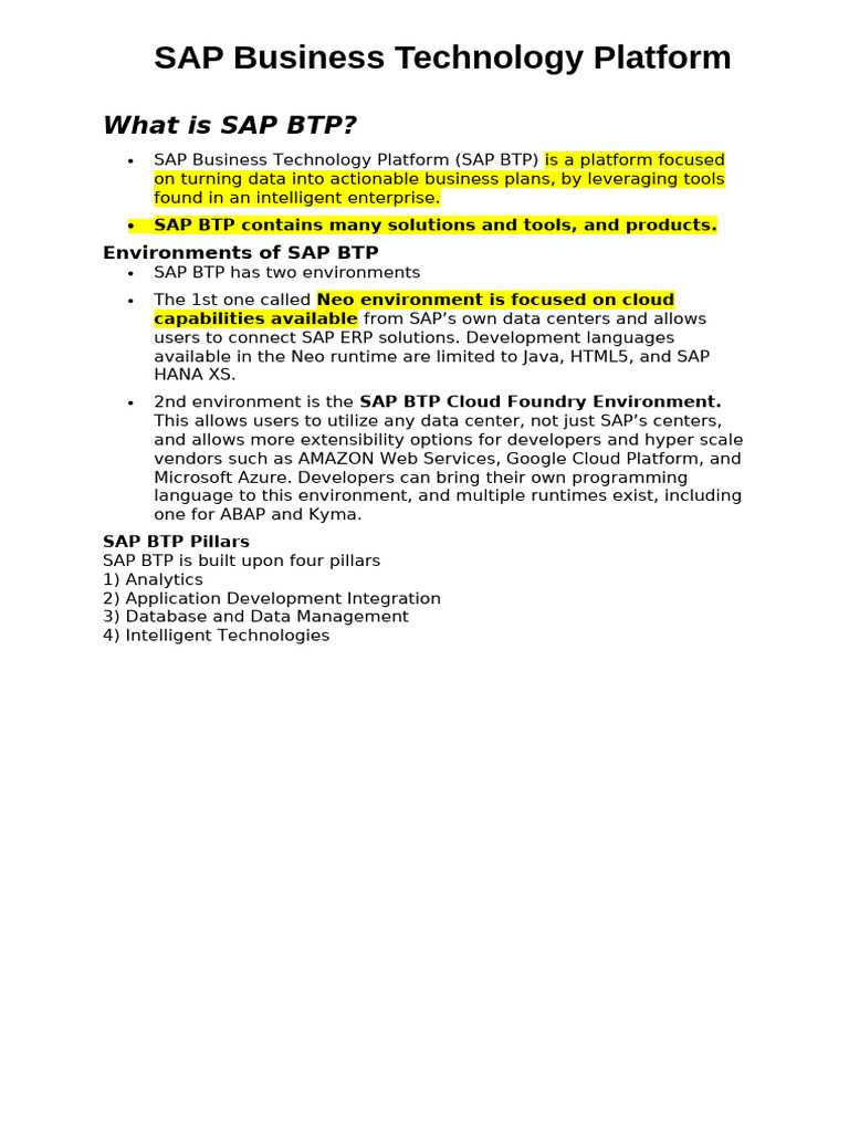 Sap BTP | PDF