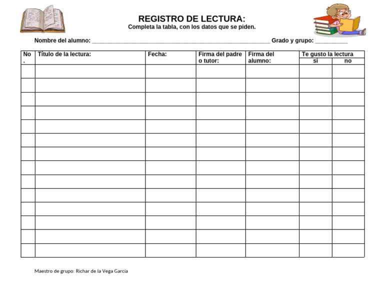 Registro de Lectura_quinto b | PDF