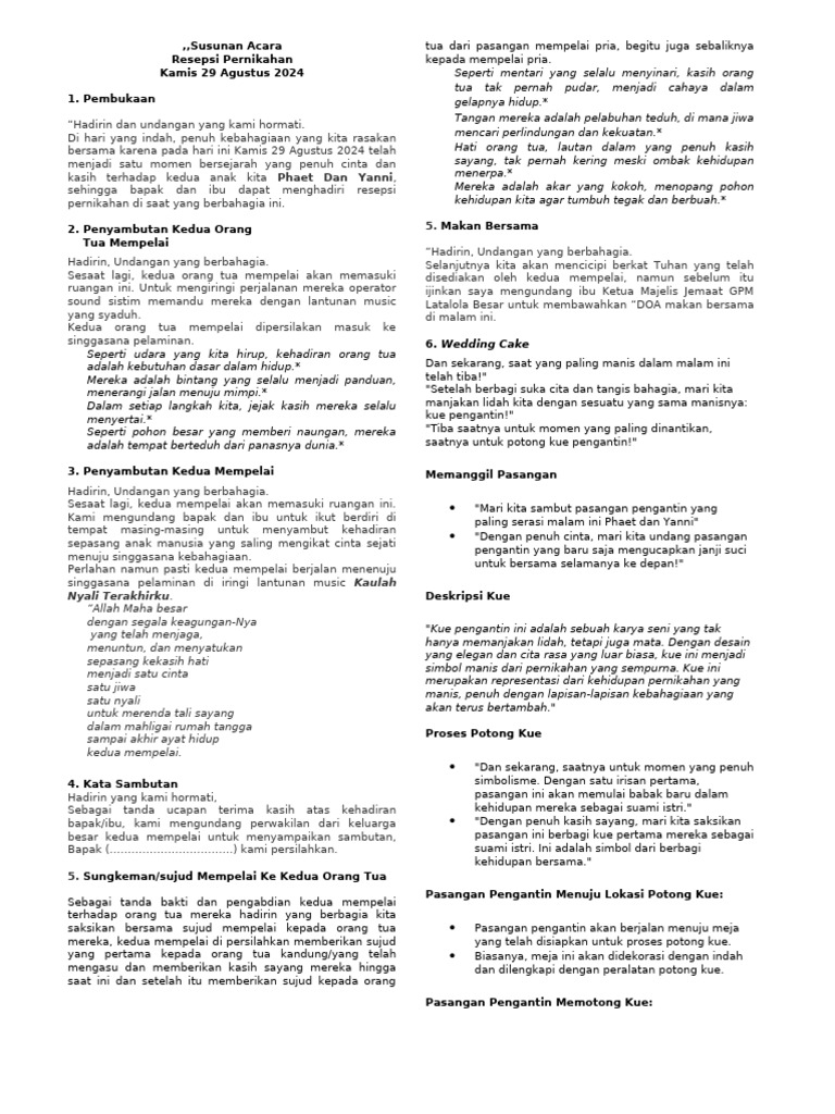 Acara Resepsi Pernikahan | PDF
