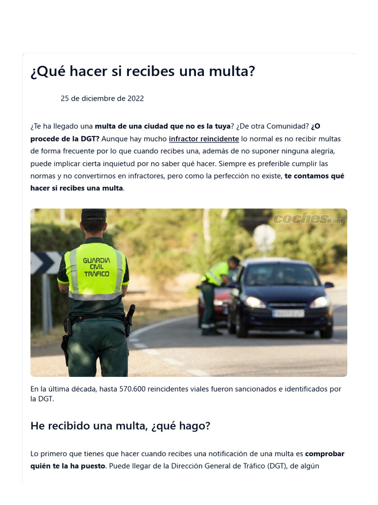Qué Hacer Si Te Llega Una Multa | PDF | Multa (pena) | Estatuto de limitaciones