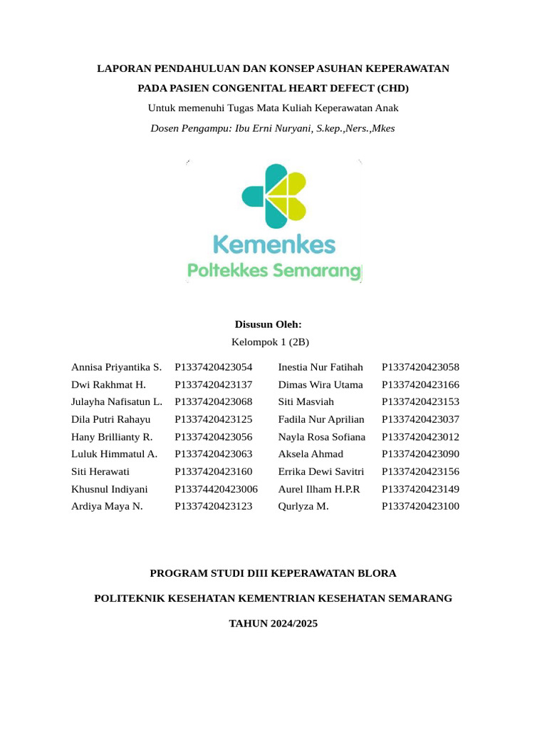 LP & KONSEP ASKEP Congenital Heart Defect (CHD) | PDF