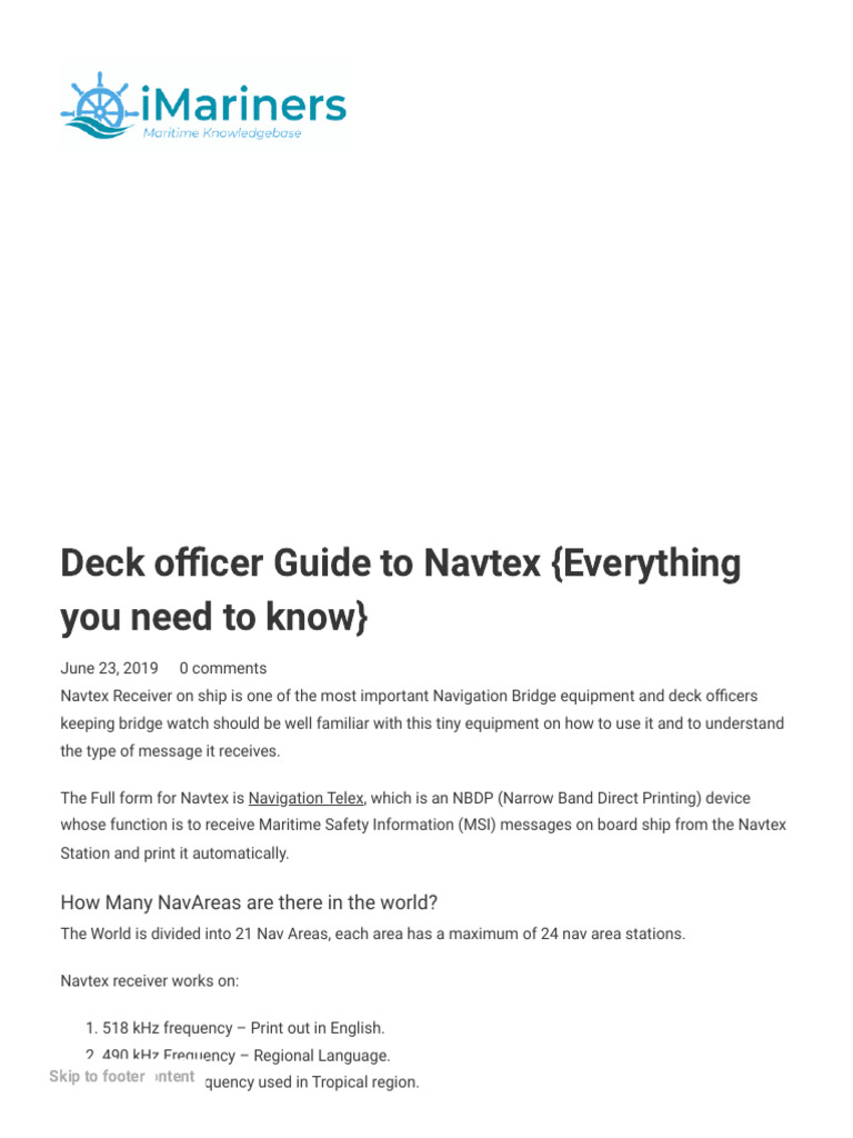 Deck Officer Guide To Navtex (Everything You Need To Know) | PDF