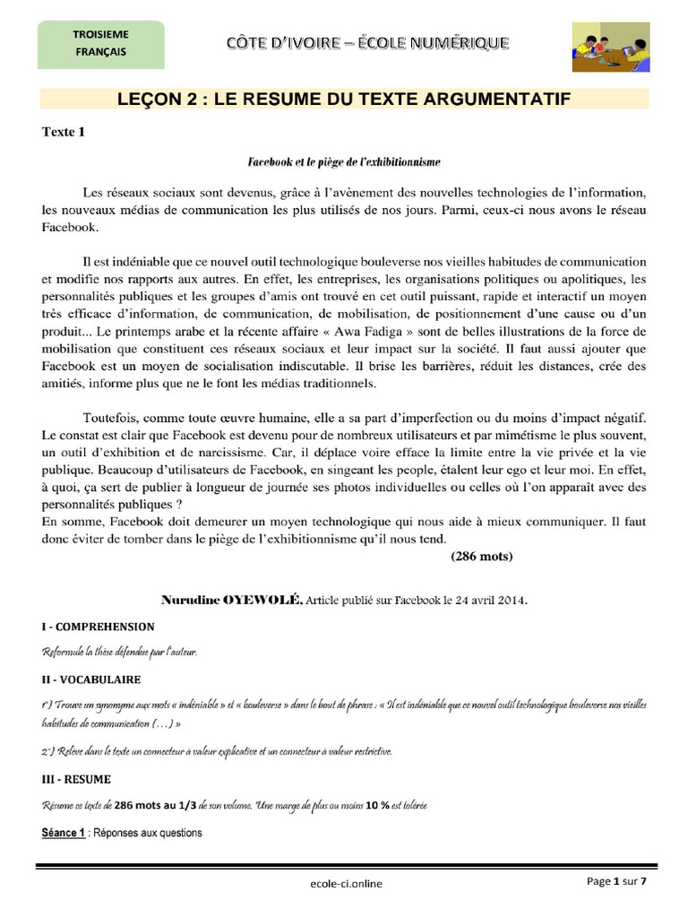 3e-Fran-Resume de Texte | PDF