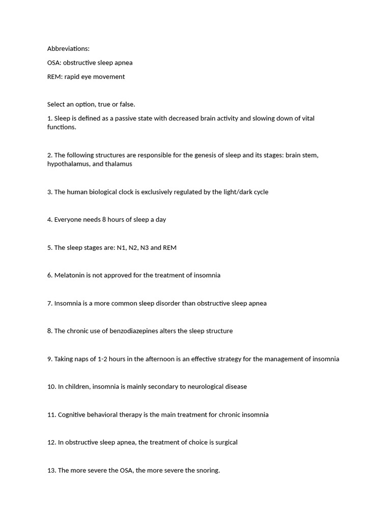 Questionnaire Sleep Survey | PDF