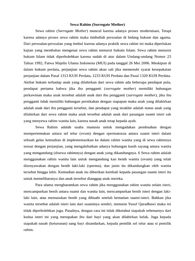 Resume Agama Islam (Materi Sewa Rahim) | PDF