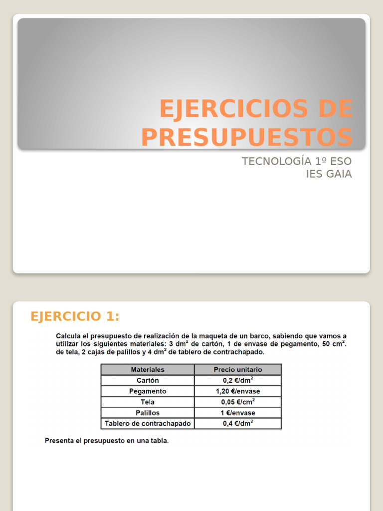 Ejercicios de Presupuestos Final | PDF