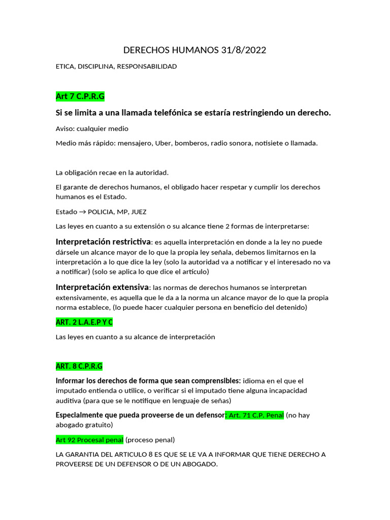 DERECHOS HUMANOS segundo parcial | PDF